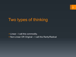 Non linear perspective - A different way to see the world and life! | PPT