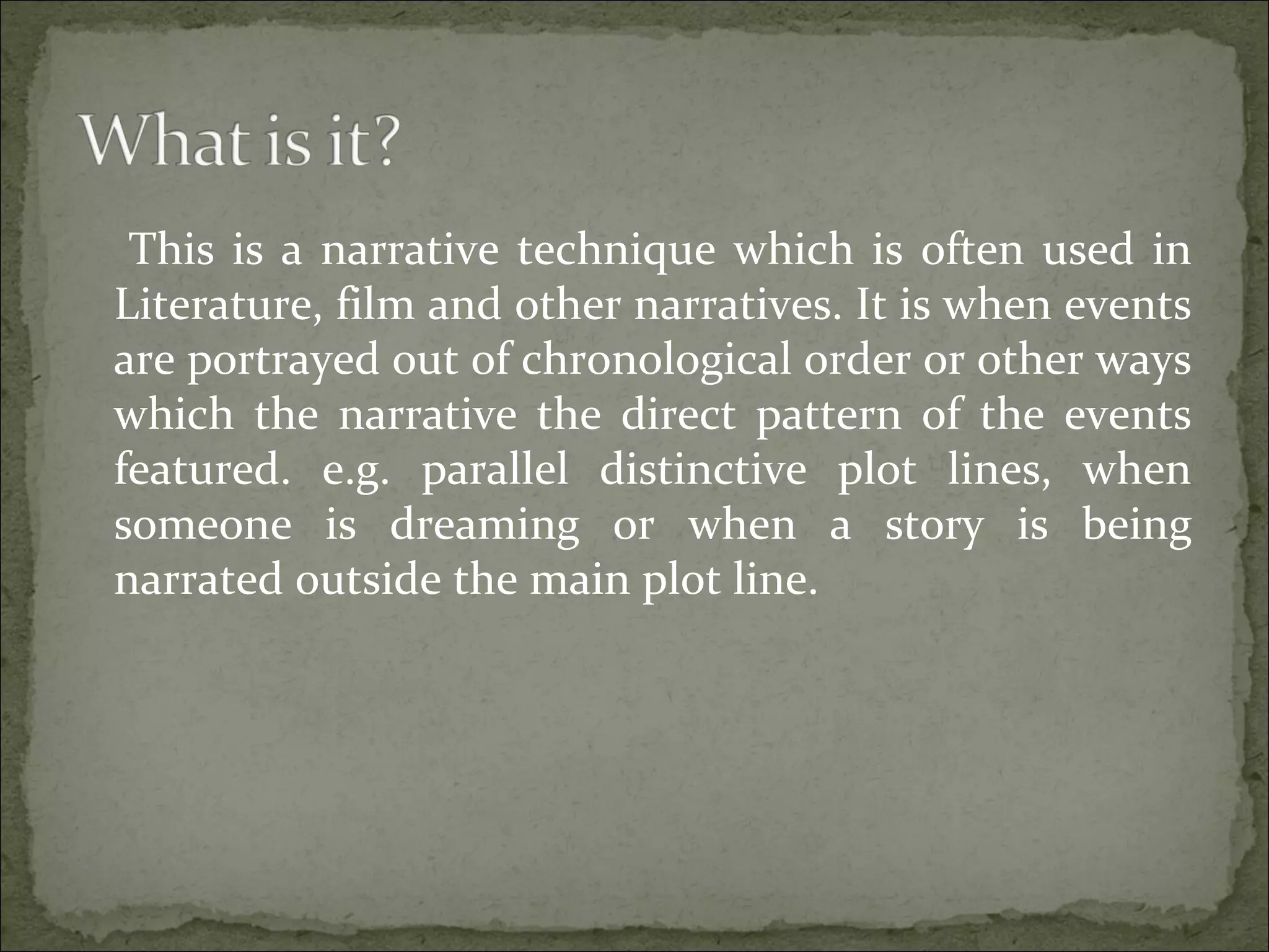 Non linear story-telling | PPT | Drama | Genres