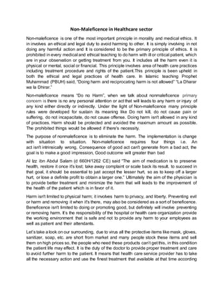 Non-Maleficence in Healthcare sector | DOCX