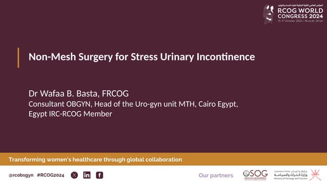 Non-Mesh surgery for Stress Urinary Incontinence | PPT