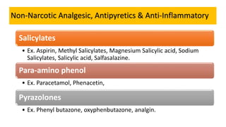 Non narcotic analgesics, antipyretics & anti-inflammatory drugs | PPTX