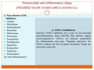 Non-opoids analgesics(NSAIDS) (1).pptx a | PPTX
