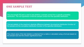 Non-parametric Tests in statistics chi-square and kolmogorov | PPTX