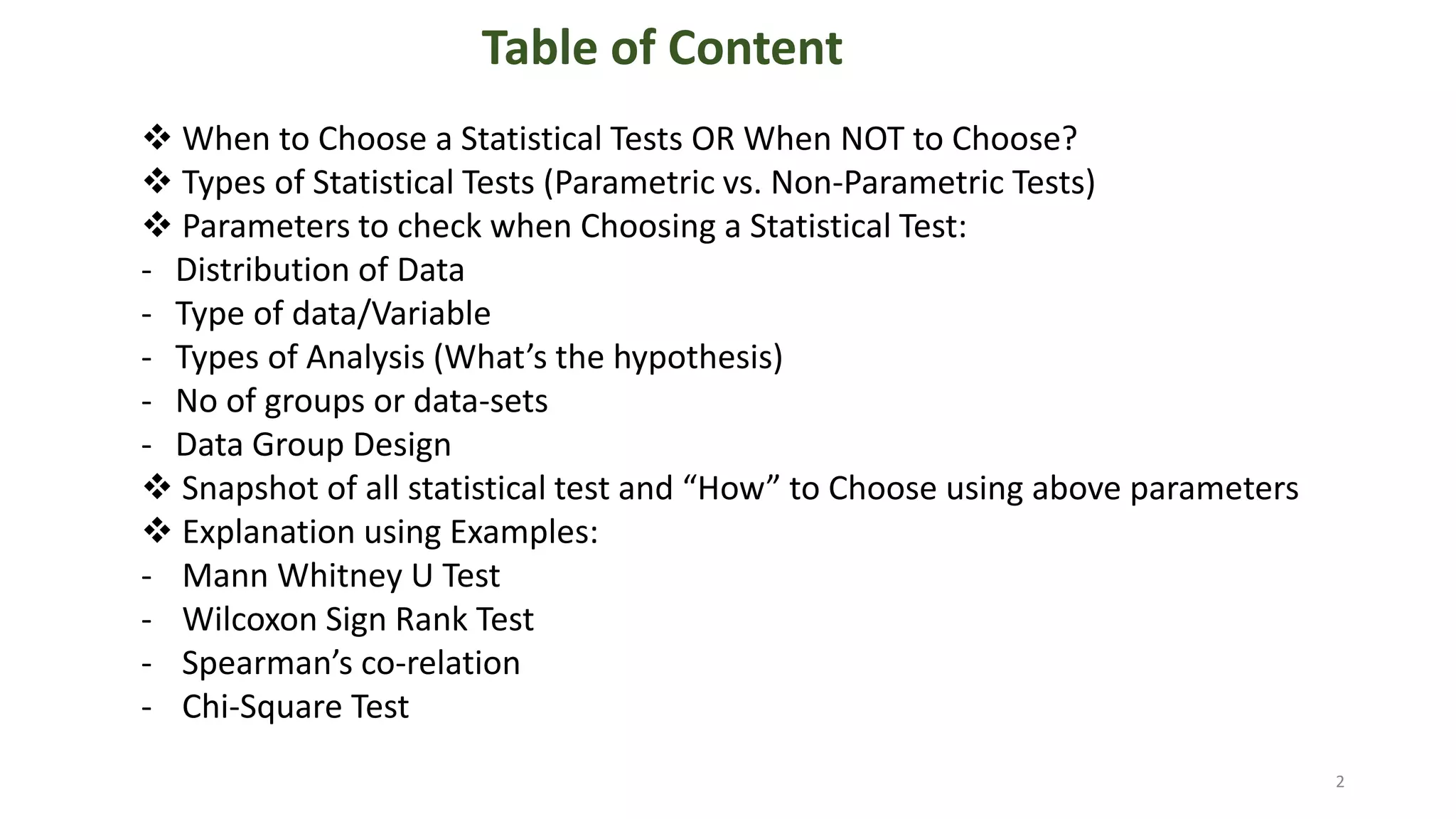 Non Parametric Tests | PPTX