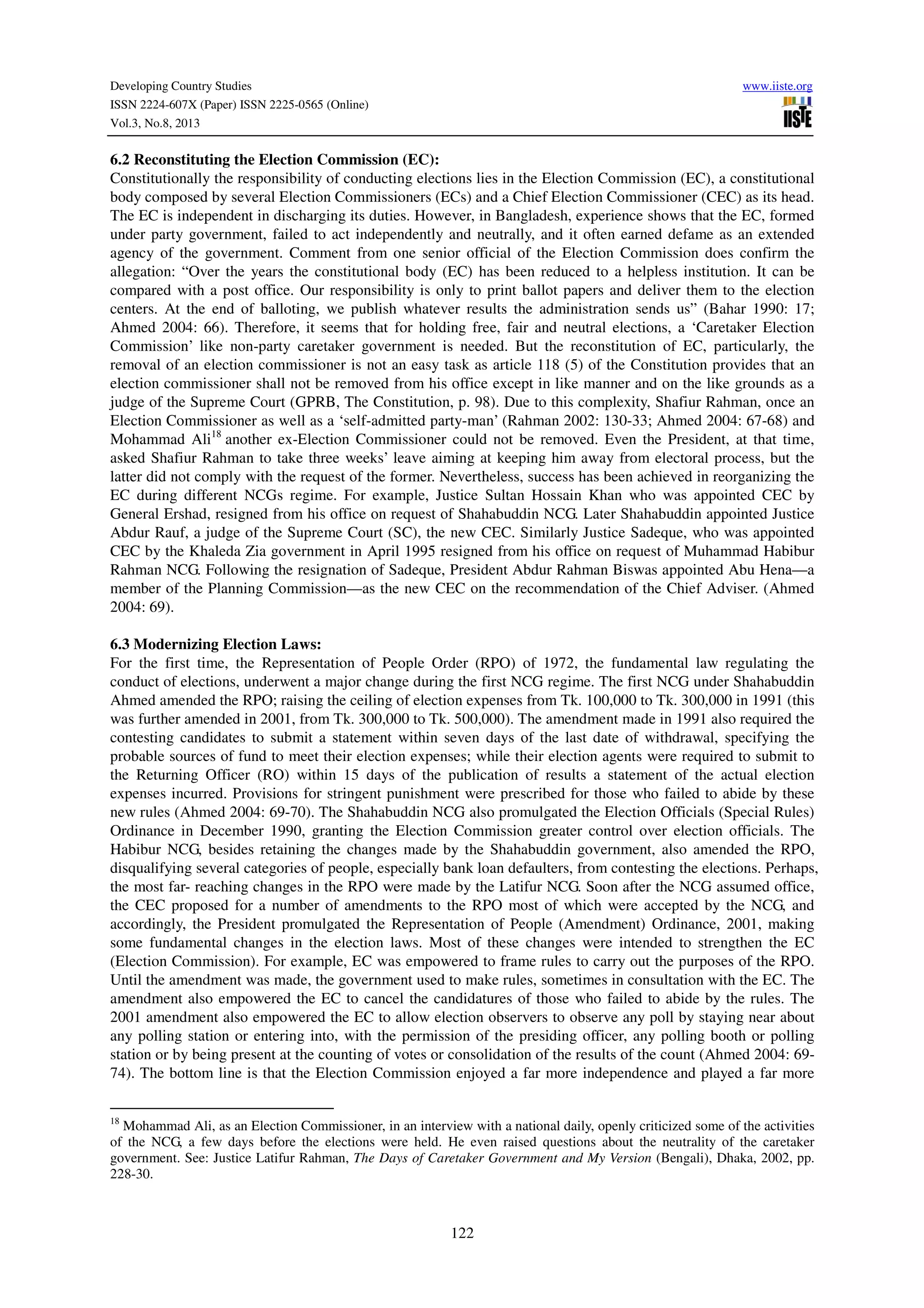 Non party caretaker government in bangladesh (1991-2001) | PDF