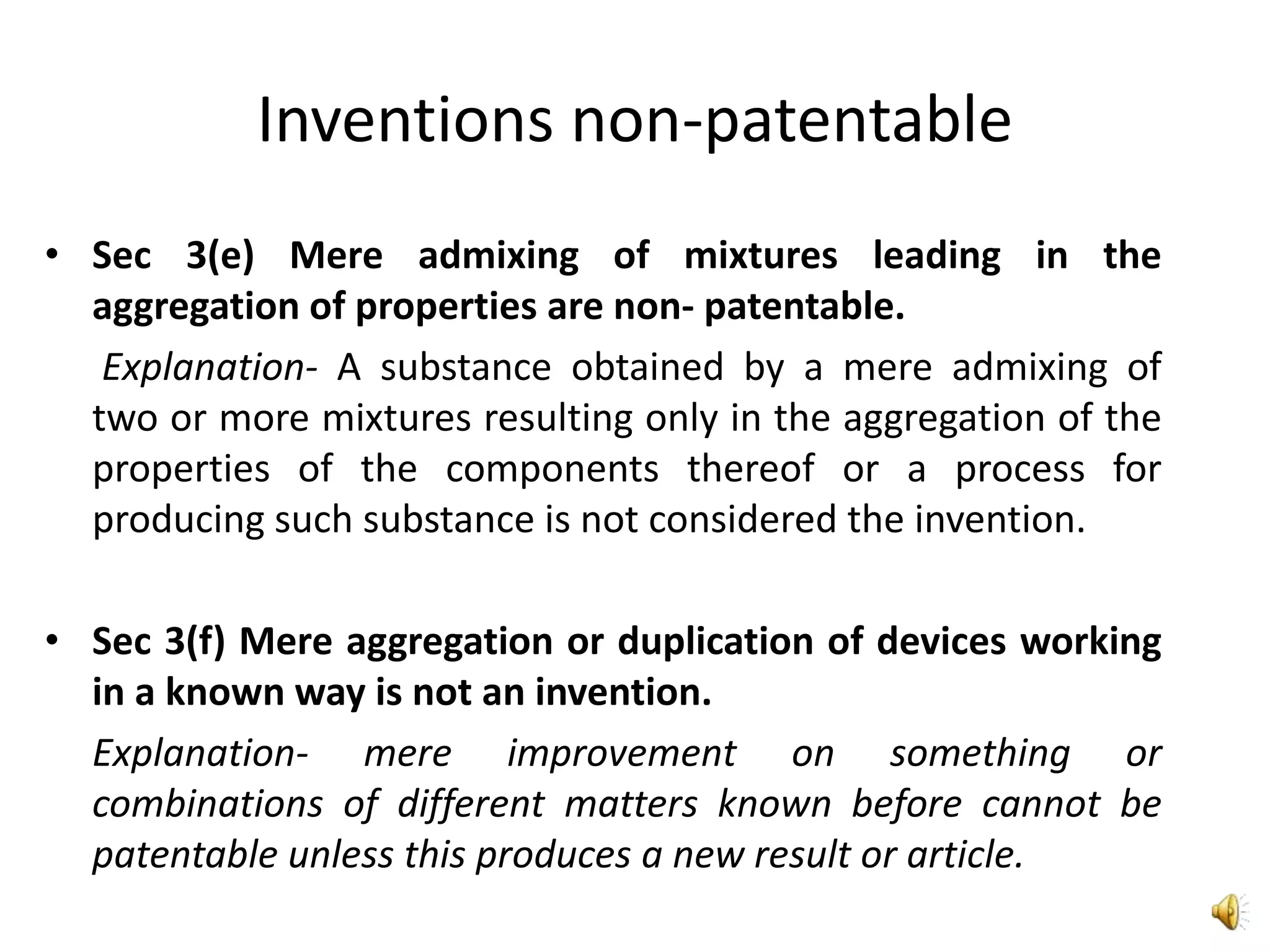 Non patentable inventions in india | PPTX