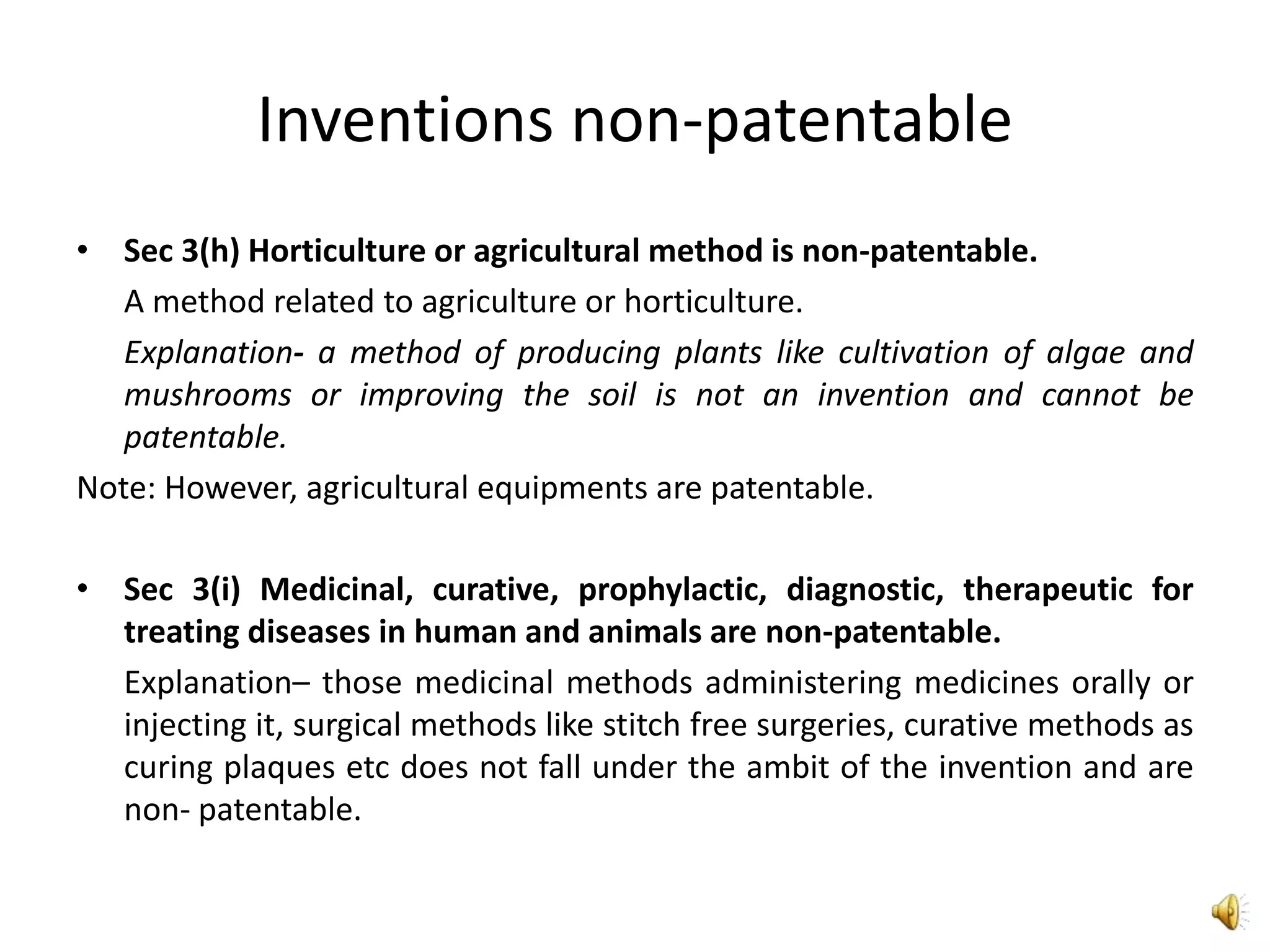 Non patentable inventions in india | PPTX