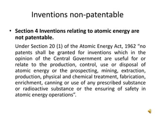 Non patentable inventions in india | PPTX