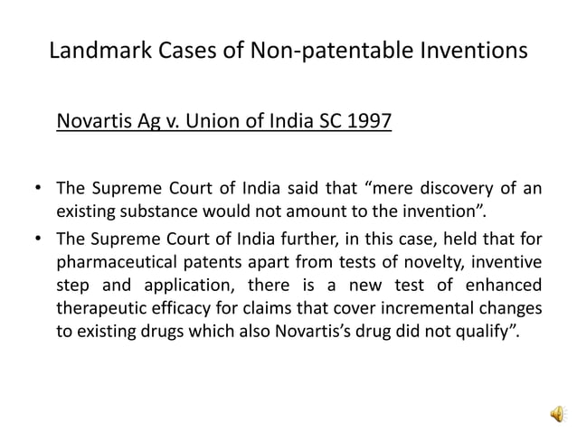 Non patentable inventions in india | PPTX | Chemistry | Science