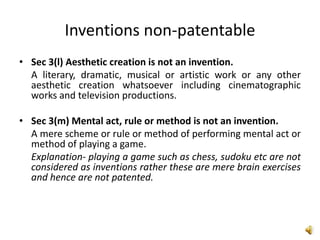 Non patentable inventions in india | PPTX