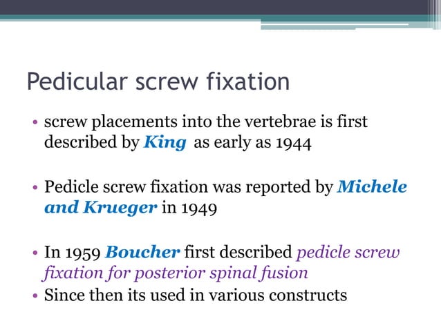 Non pedicular fixation techniques for the treatment of spine | PPT