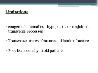 Non pedicular fixation techniques for the treatment of spine | PPTX