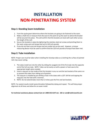 Non penetrating snow guard installation | PDF
