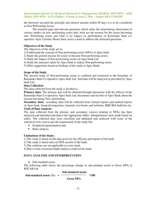 Non performing assets and its impact on performance of karnataka state ...
