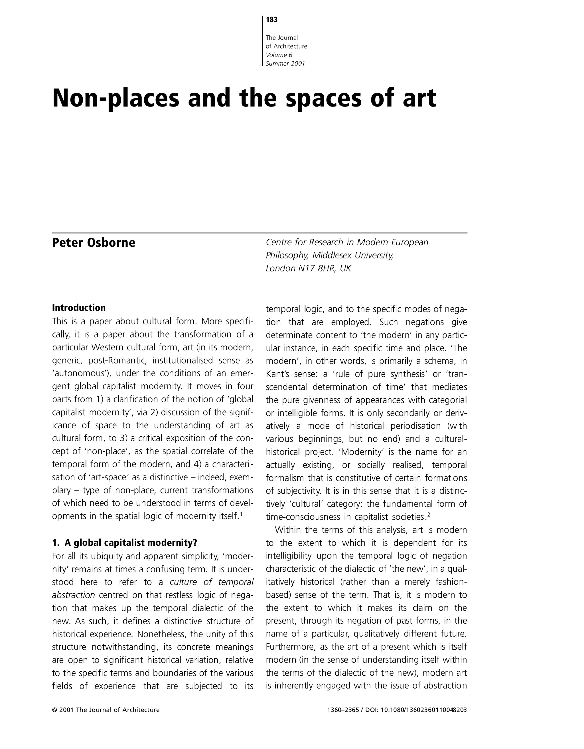 Non places and the spaces of art | PDF