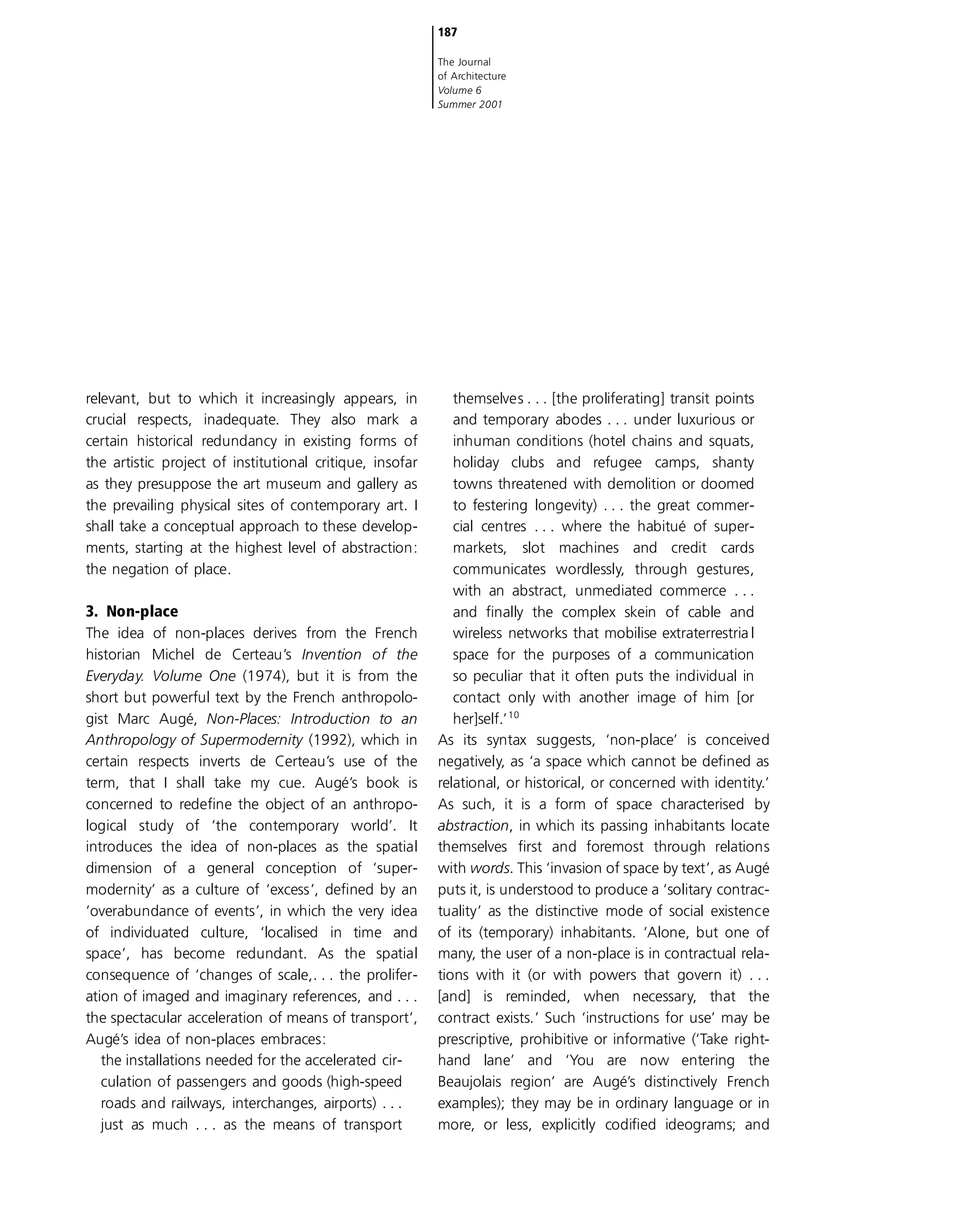 Non places and the spaces of art | PDF