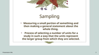 Non-probability sampling. Whats sampling | PPT