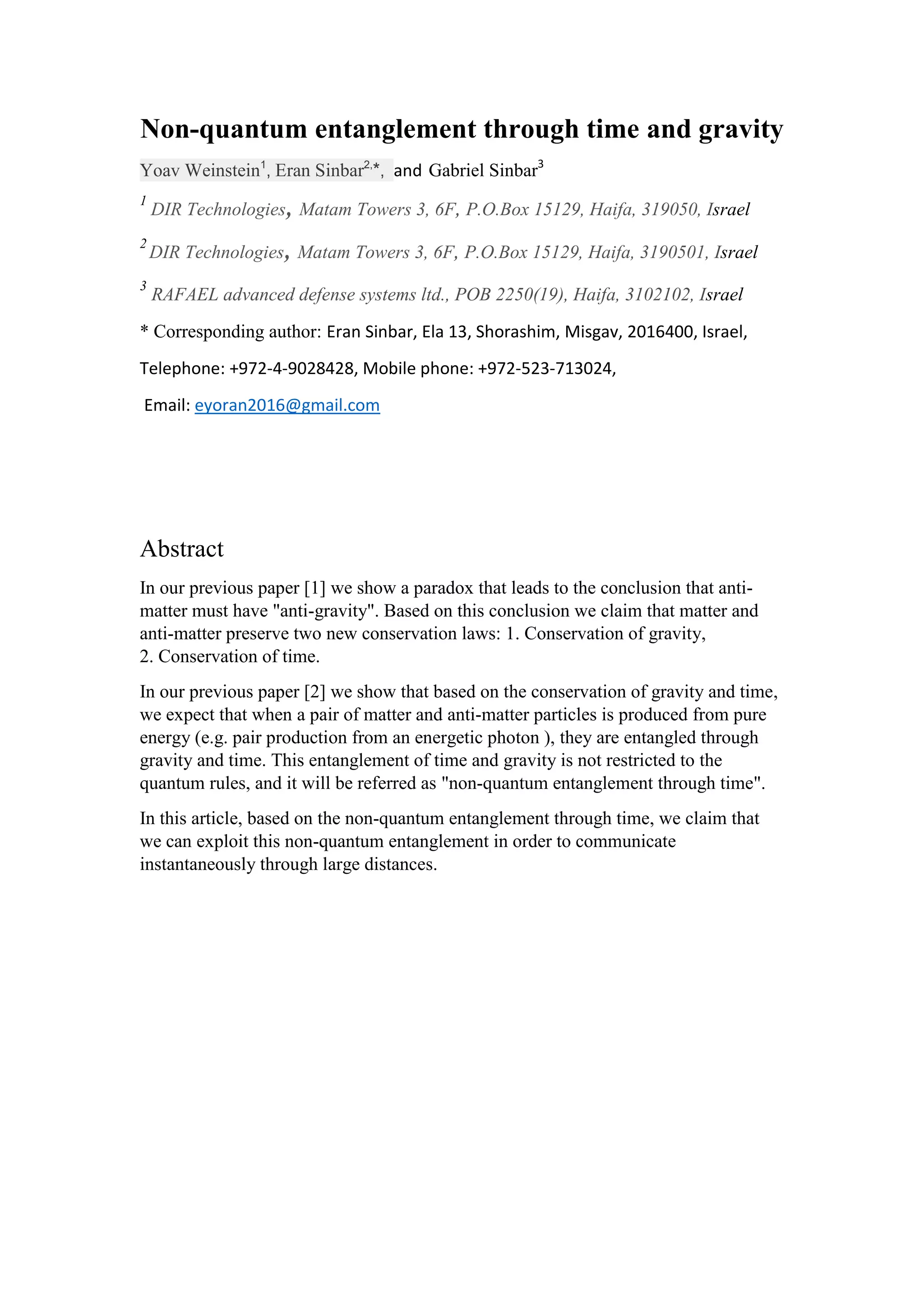 Non quantum entanglement through time and gravity | PDF | Physics | Science