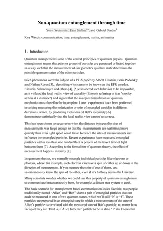 Non quantum entanglement through time and gravity | PDF | Physics | Science