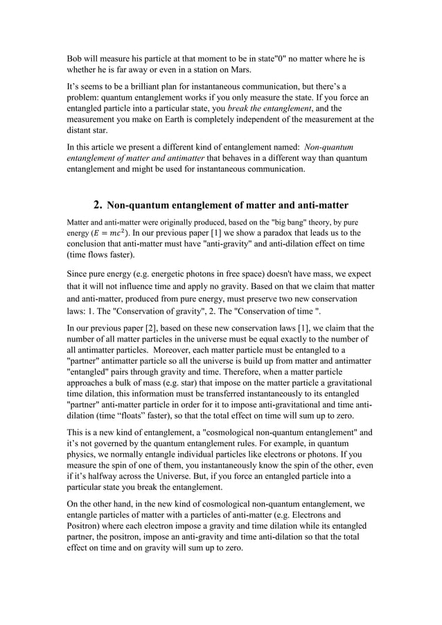 Non quantum entanglement through time and gravity | PDF | Physics | Science