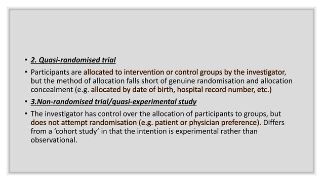 Non randomized controlled trial | PPTX | Medical Health
