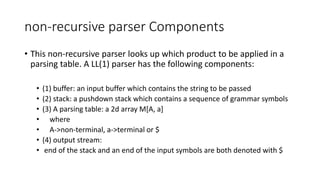 Non- Recursive Predictive Parsing.pptx | Programming Languages | Computing