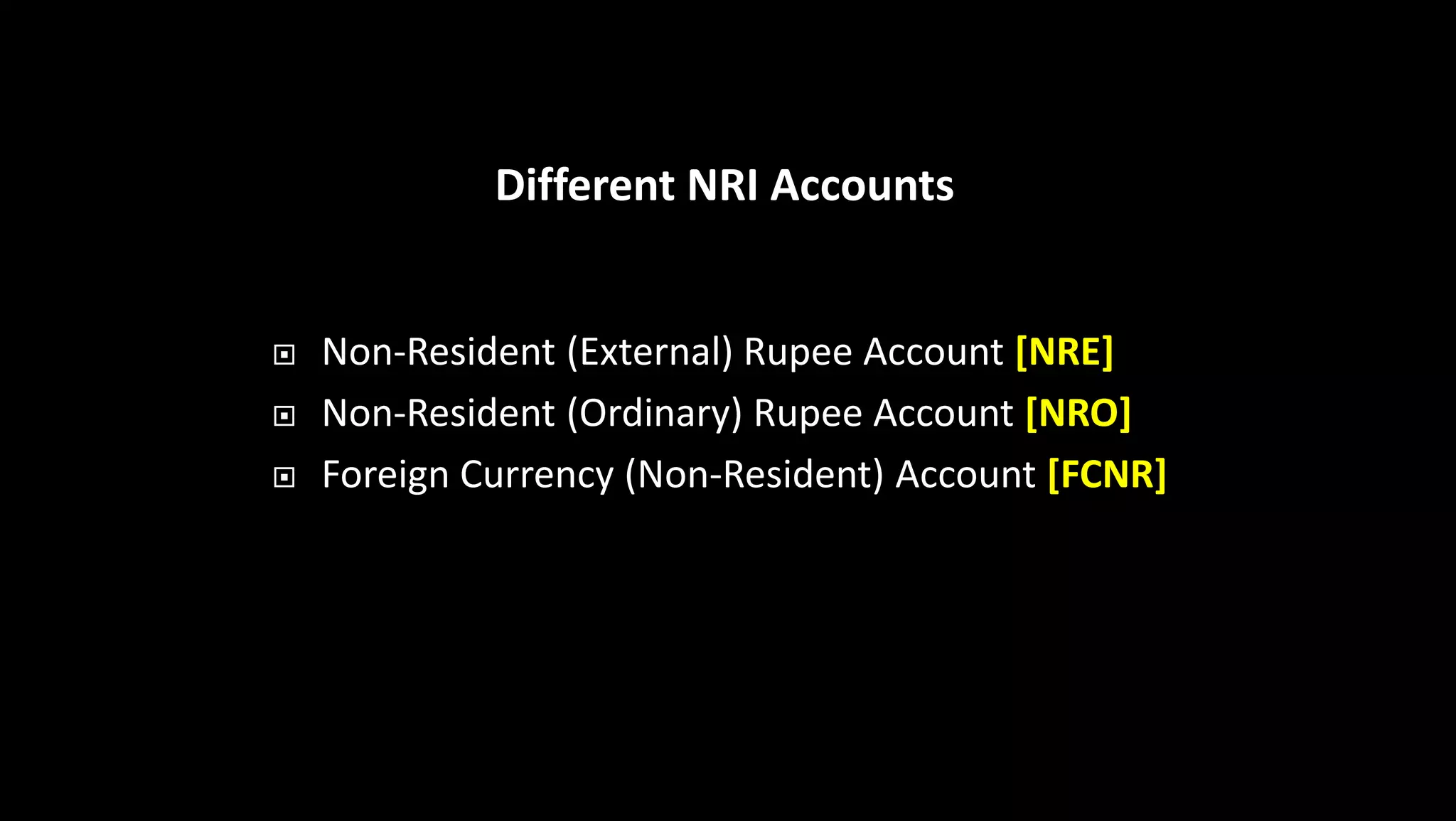 Non Resident Accounts | PPTX