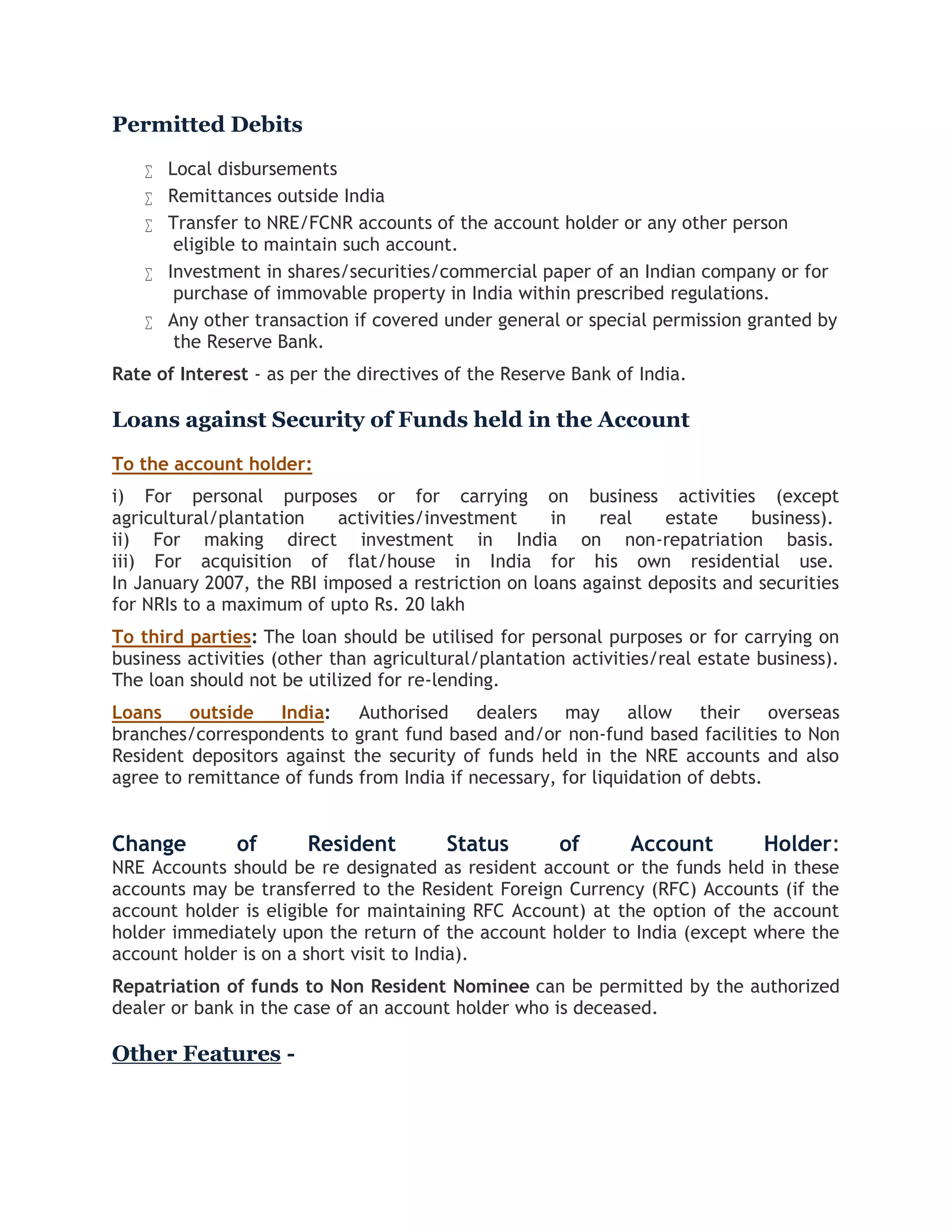 Non resident (external) account -NRE account | PDF