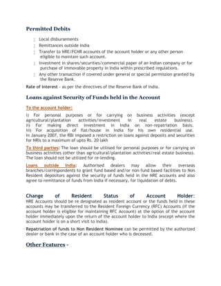 Non resident (external) account -NRE account | PDF