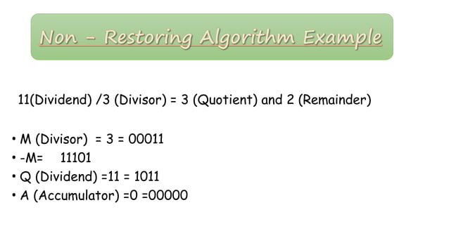 Non -Restoring Algorithm _ | PPT