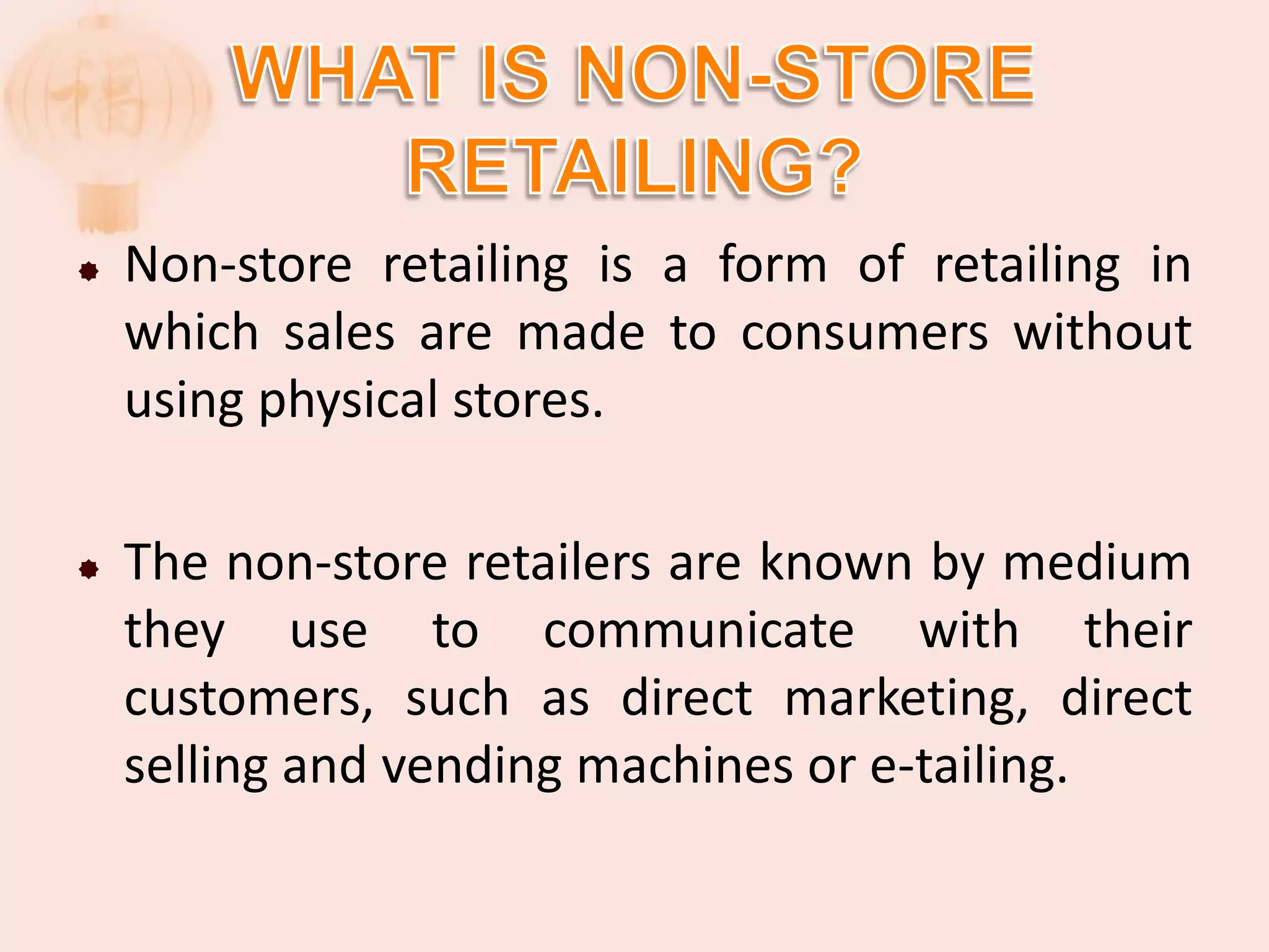 Non Store Based Retailing Final | PPTX