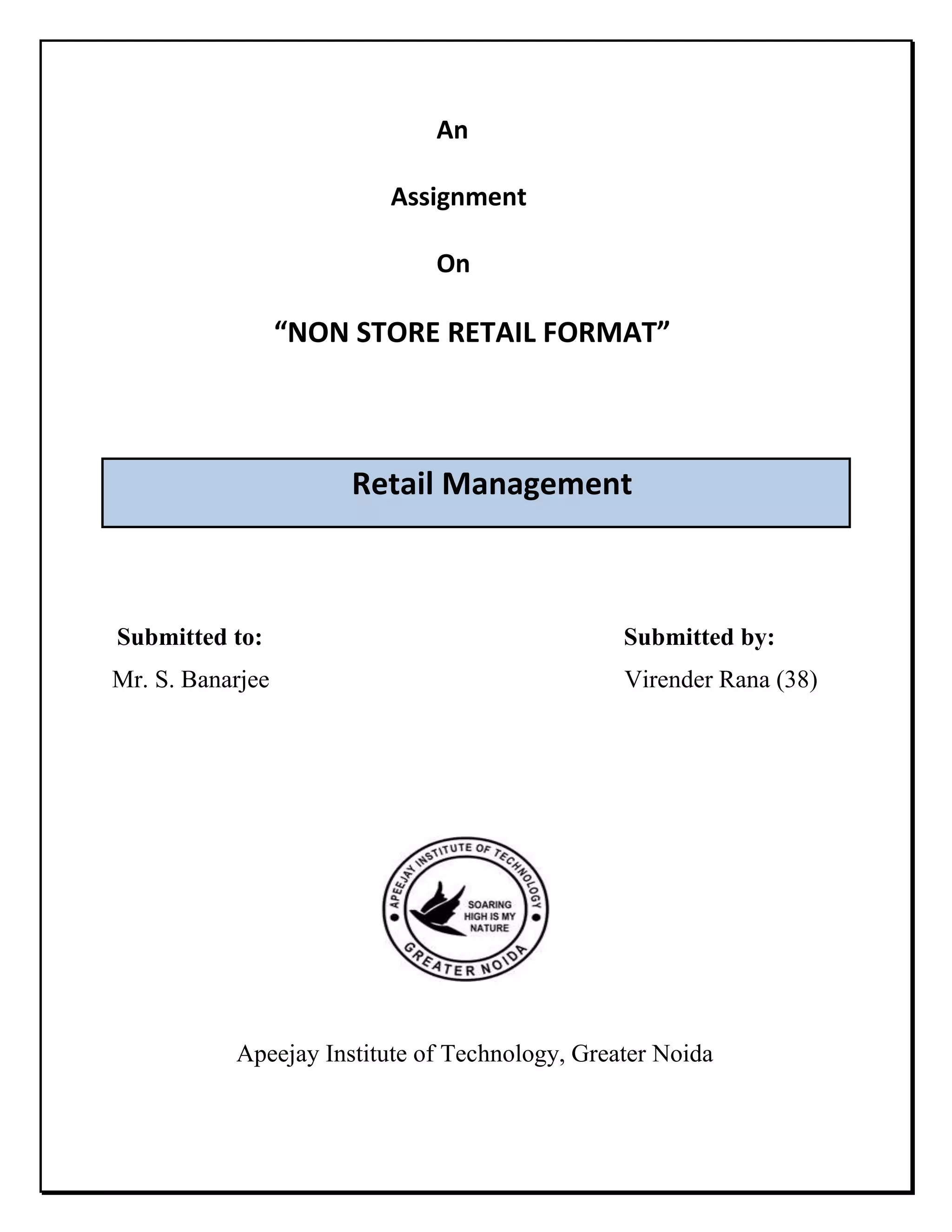 Non Store Retail Format | DOCX