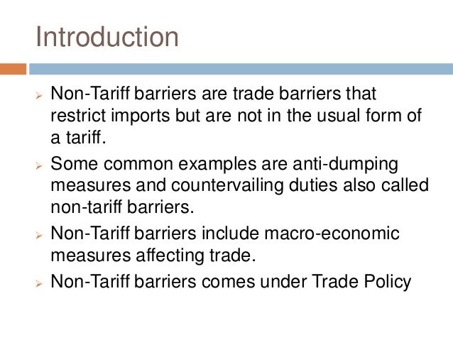 Trade Barriers Examples
