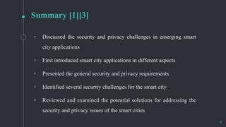 Security and privacy in Smart City Application | PPTX