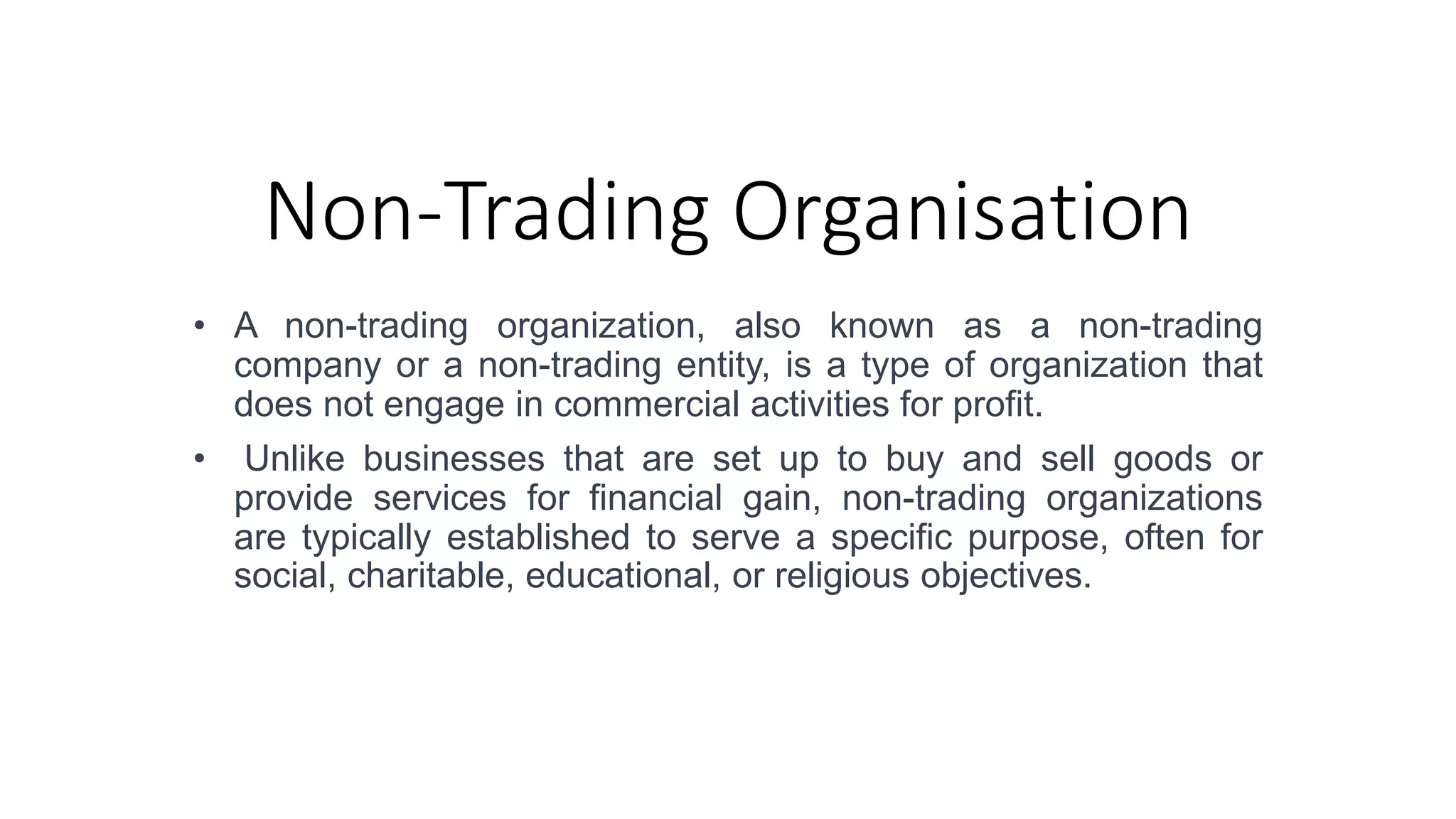 Non-Trading Organisation or NPO | PPTX