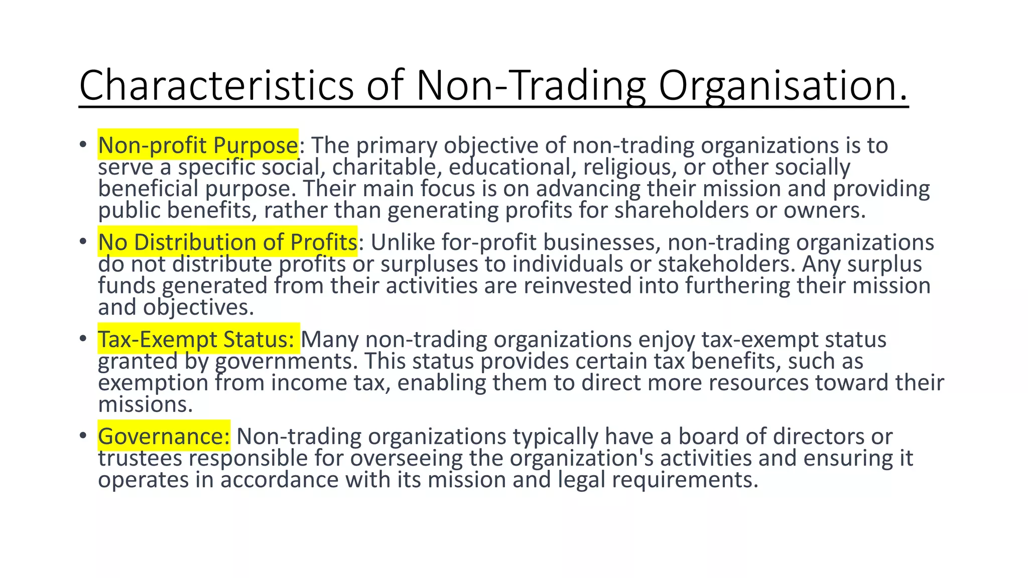 Non-Trading Organisation or NPO | PPTX