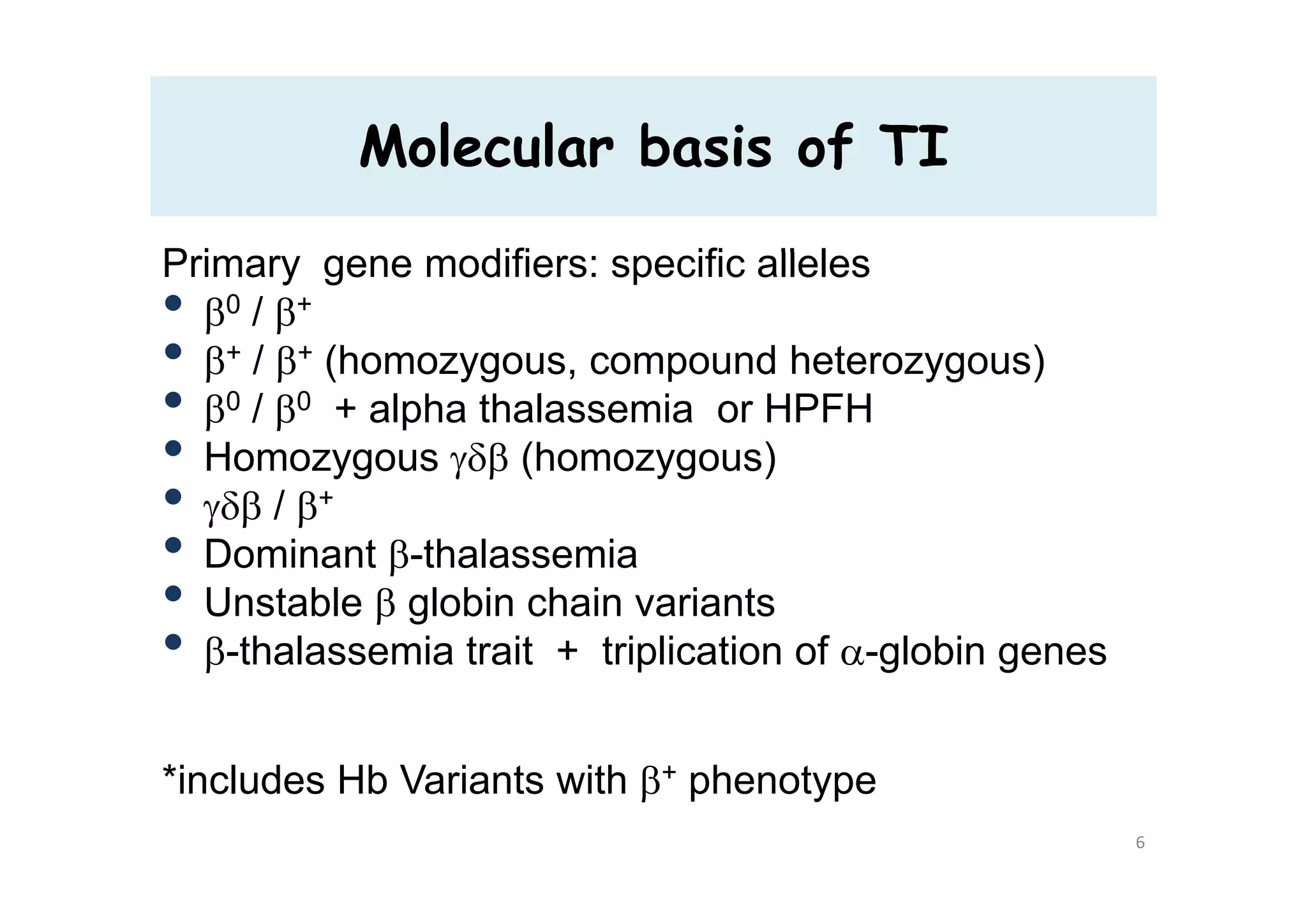 Non transfusion dependent thalassemias beta-thalassemia intermedia and ...