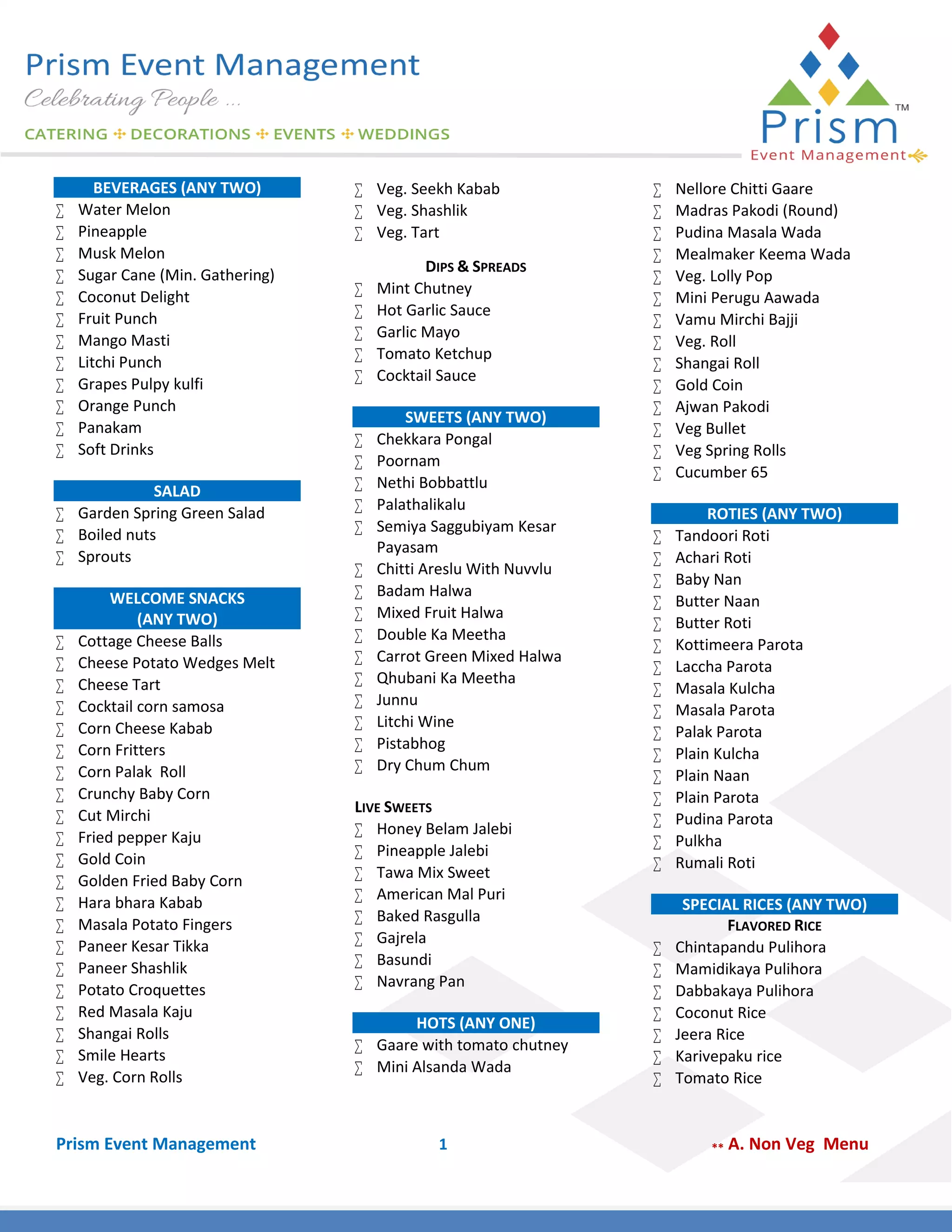 Non veg-choice-menu-standard a4 | PDF