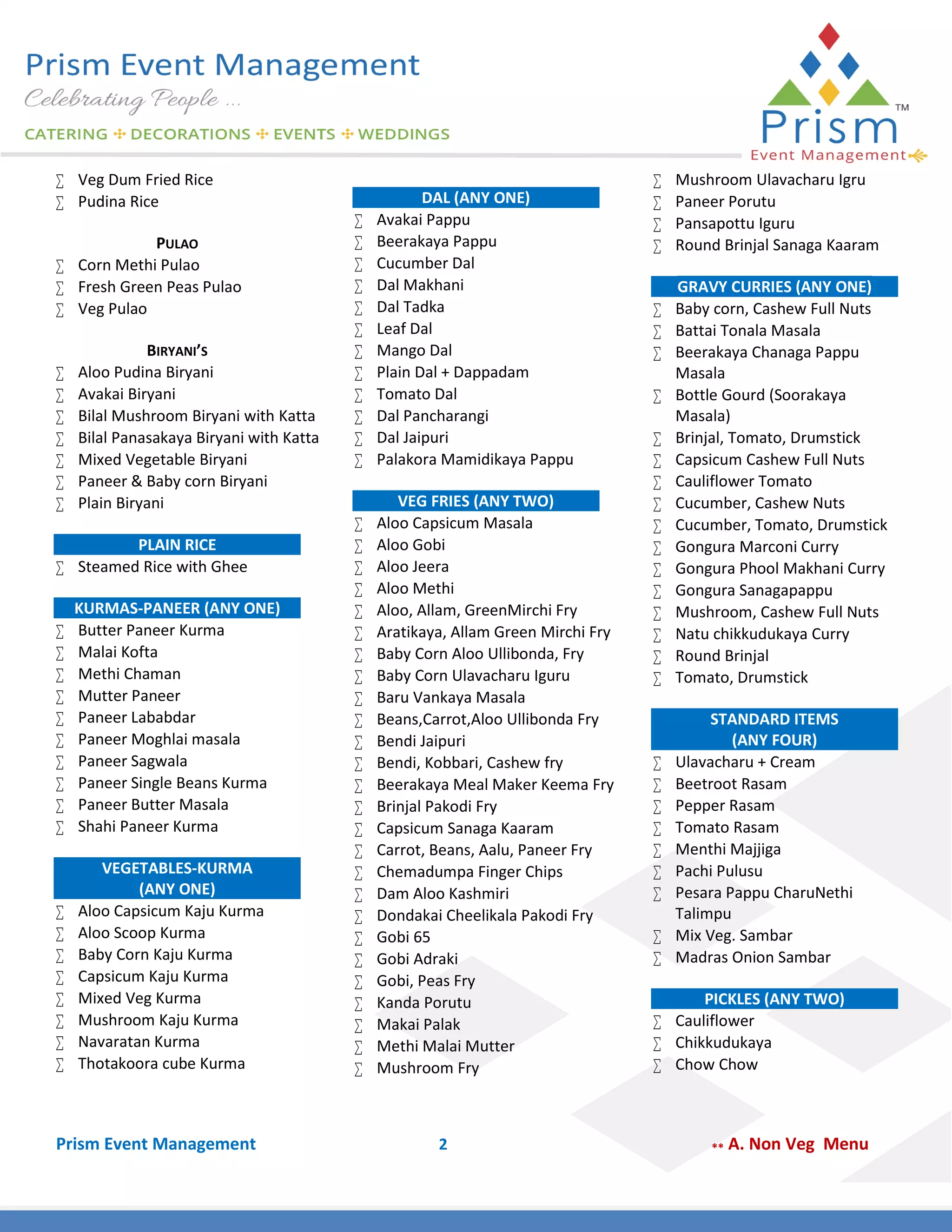 Non veg-choice-menu-standard a4 | PDF