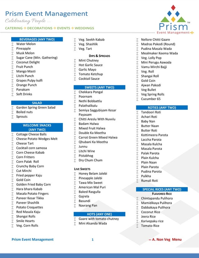 Non veg-choice-menu-standard a4 | PDF