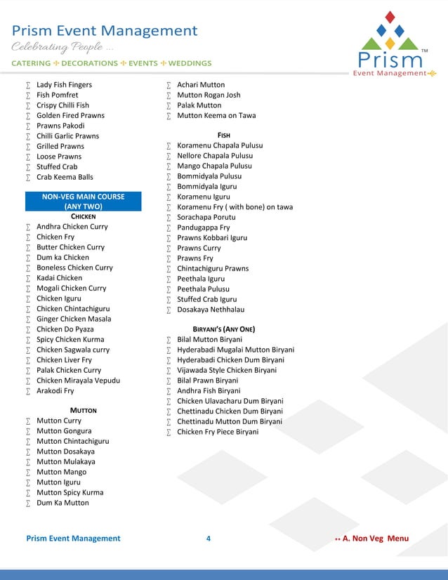 Non veg-choice-menu-standard a4 | PDF