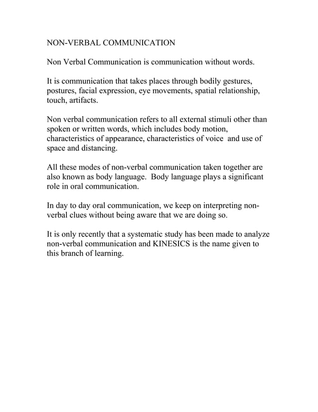 Non verbal communication | PDF