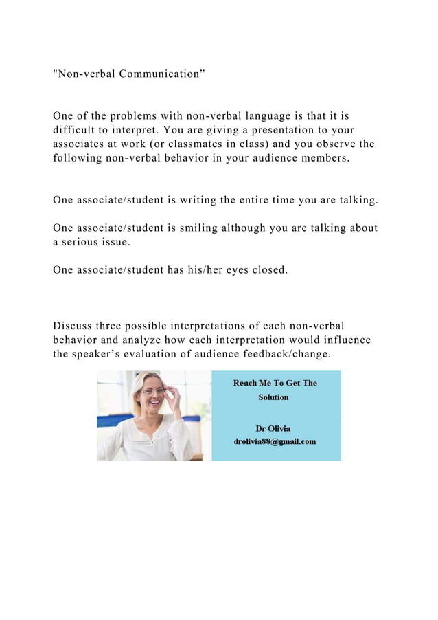 Non-verbal Communication” One of the problems with non-verbal.docx