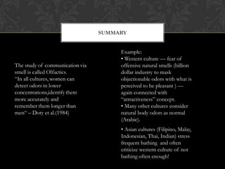 Non verbal message within intercultural communication(olfactics) | PPTX