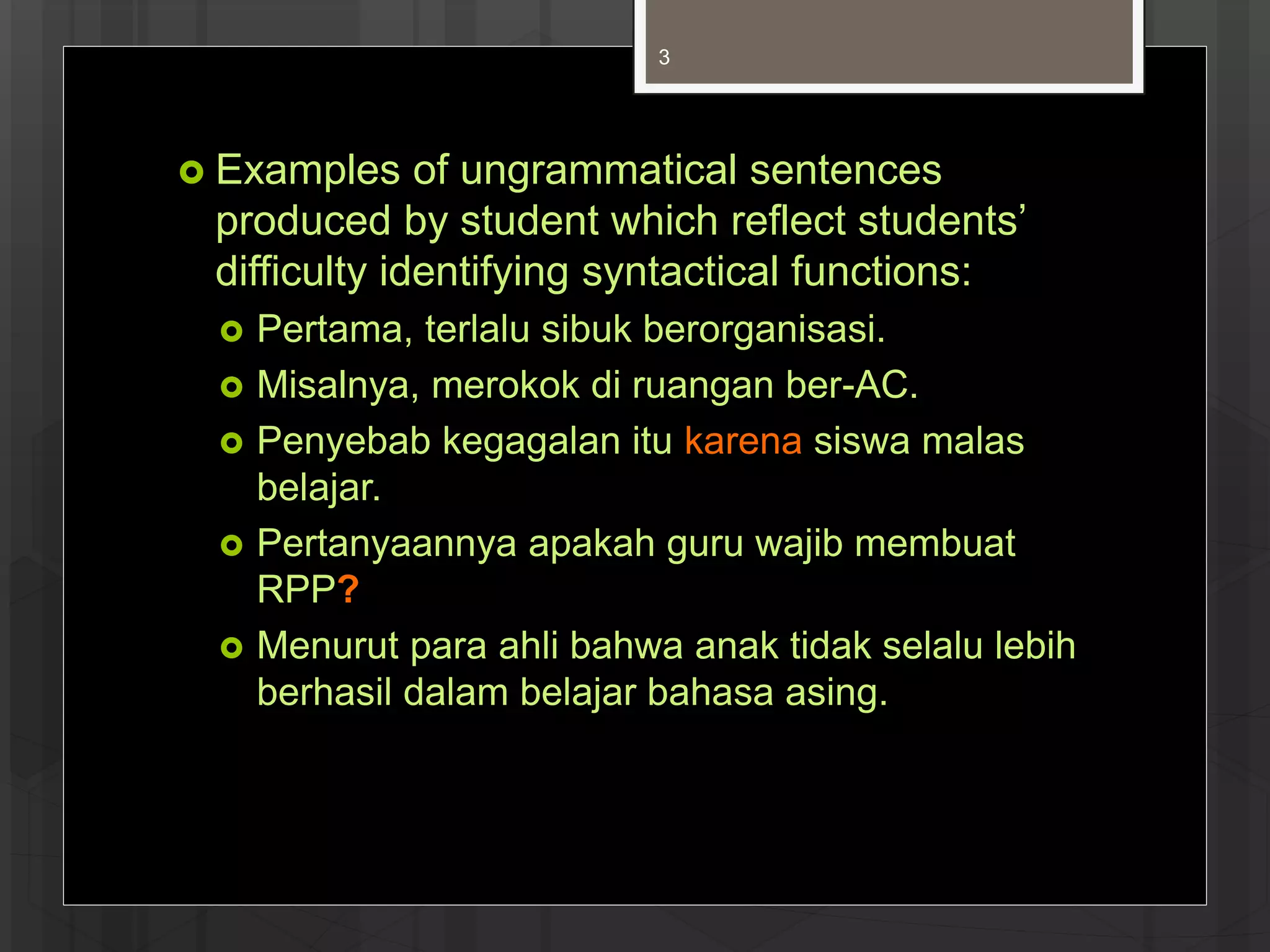 Non verb predicates in Indonesian Sentences | PPT