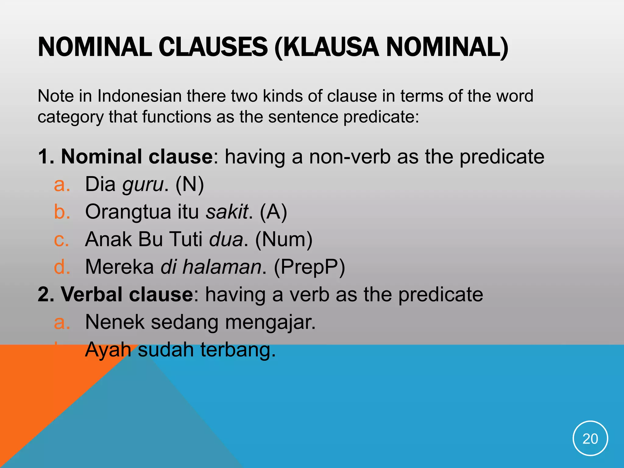 Non-verb Predicates in Bahasa Indonesia | PPT