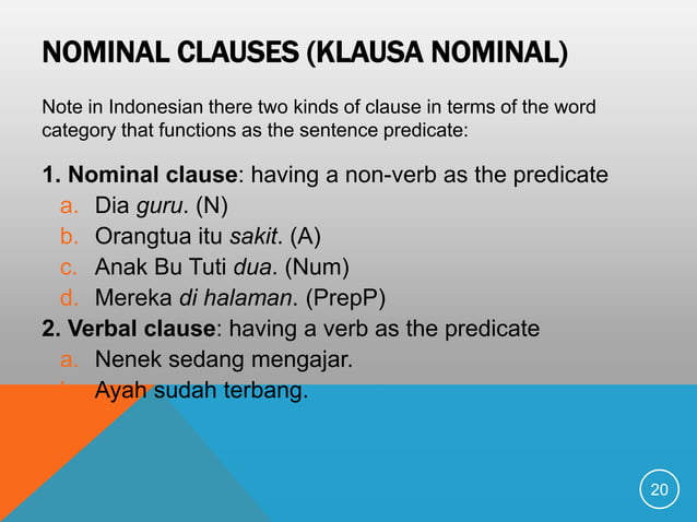Non-verb Predicates in Bahasa Indonesia | PPT