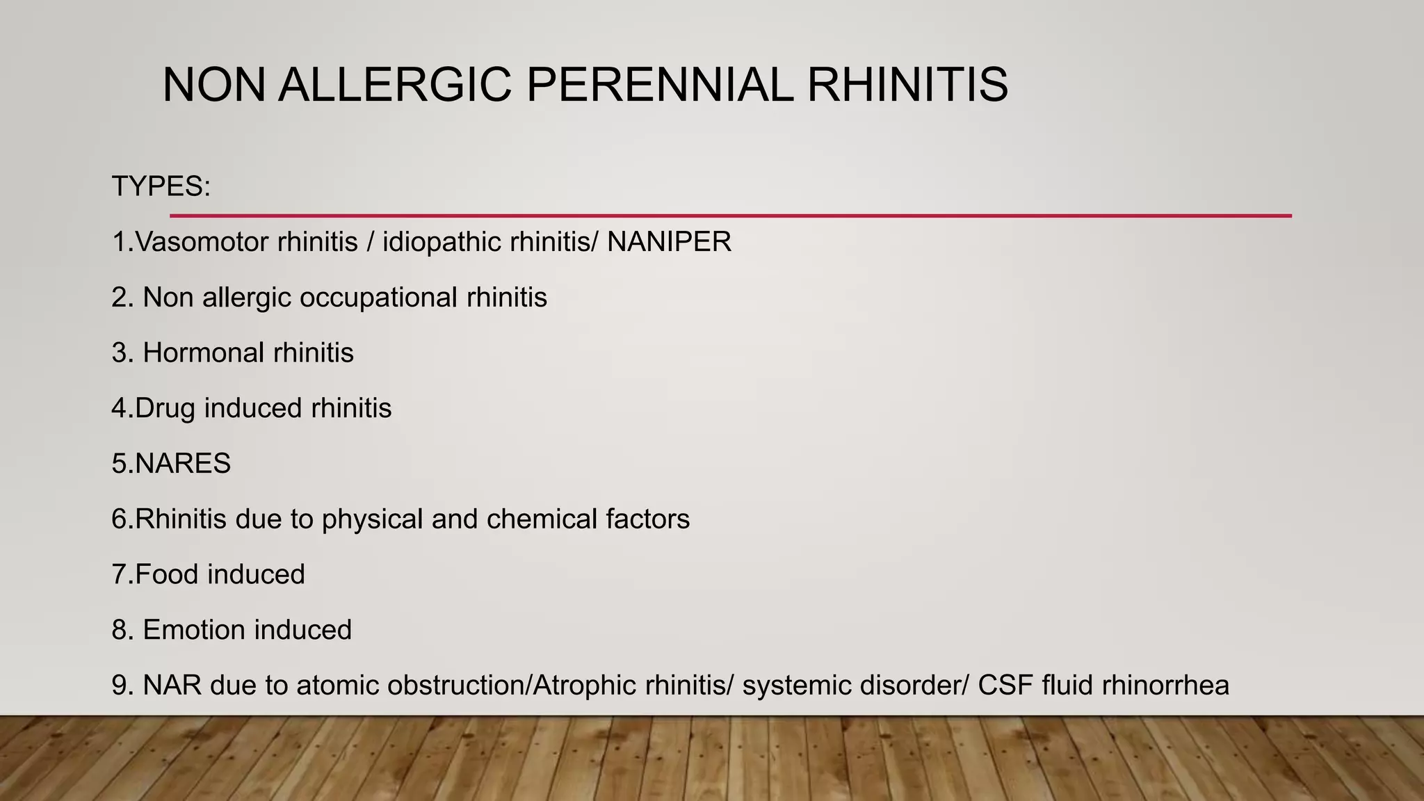 Non Allergic Rhinitis | PPTX