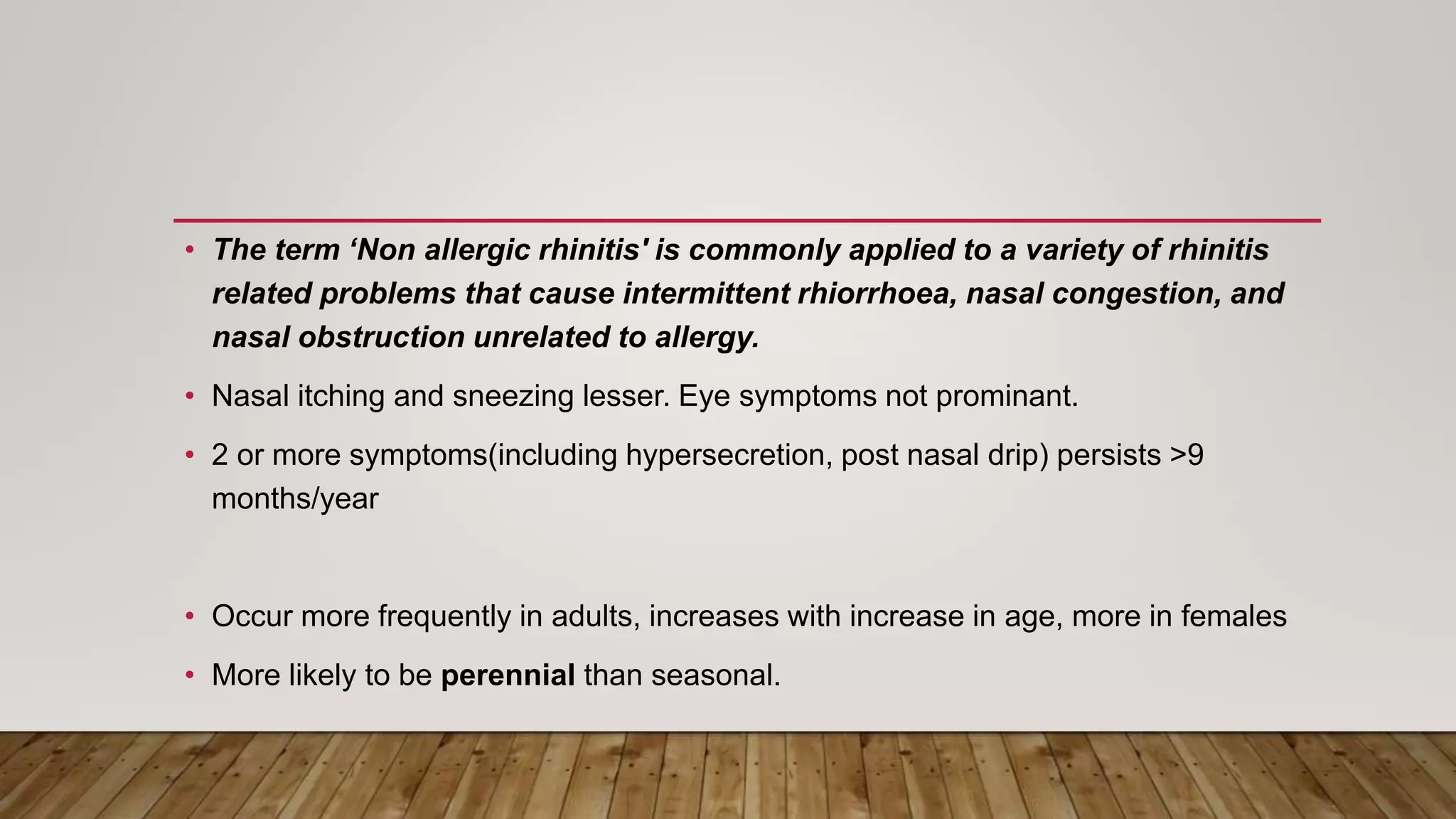 Non Allergic Rhinitis | PPTX