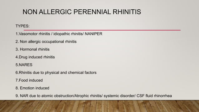Non Allergic Rhinitis | PPTX | Ear, Nose and Throat Conditions ...